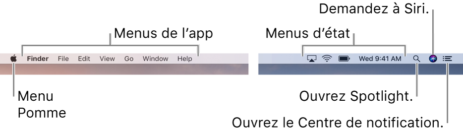 Que contient la barre des menus sur Mac ? - Assistance Apple