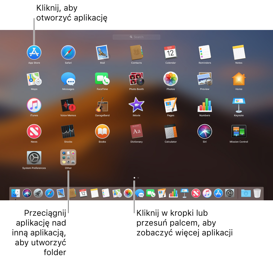 Wyświetlanie i otwieranie aplikacji na Macu przy użyciu Launchpada ...