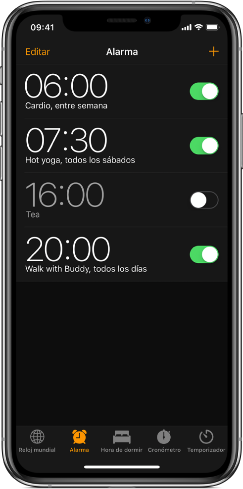 Programar una alarma o un horario para dormir en el iPhone - Soporte ...