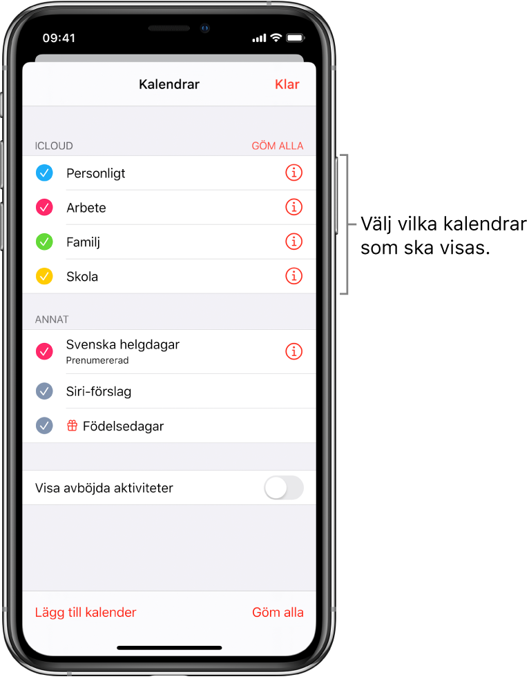 Ställa in flera kalendrar på iPhone - Apple-support