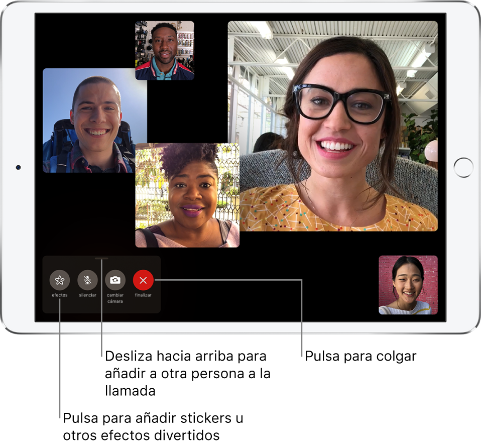 Realizar una llamada FaceTime en grupo en el iPad - Soporte técnico de ...