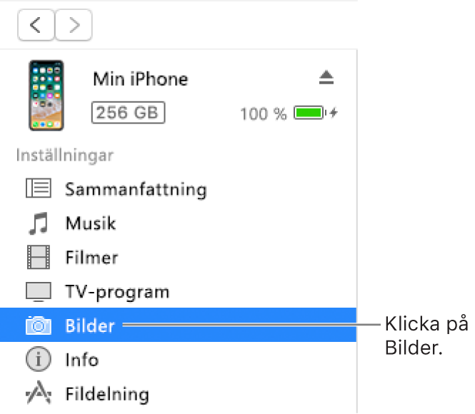 Synkronisera bilder i iTunes på datorn med enheter - Apple-support