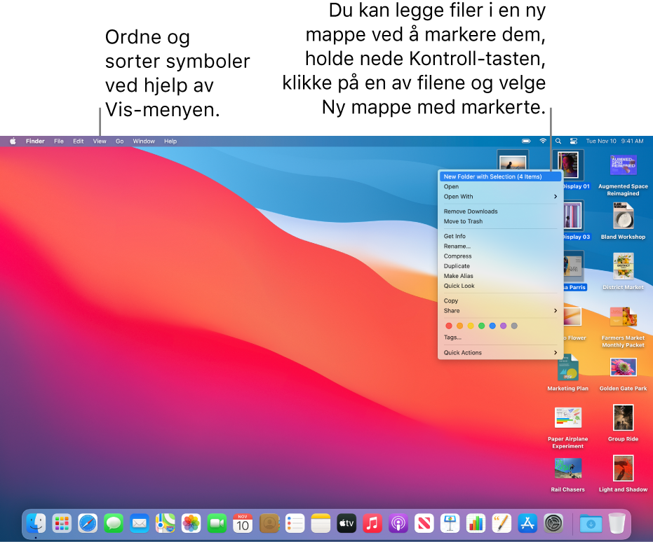 Slik kan du organisere filer på Mac-skrivebordet - Apple-kundestøtte