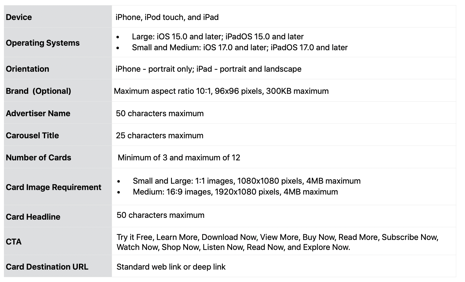 Carousel specs - Apple Support
