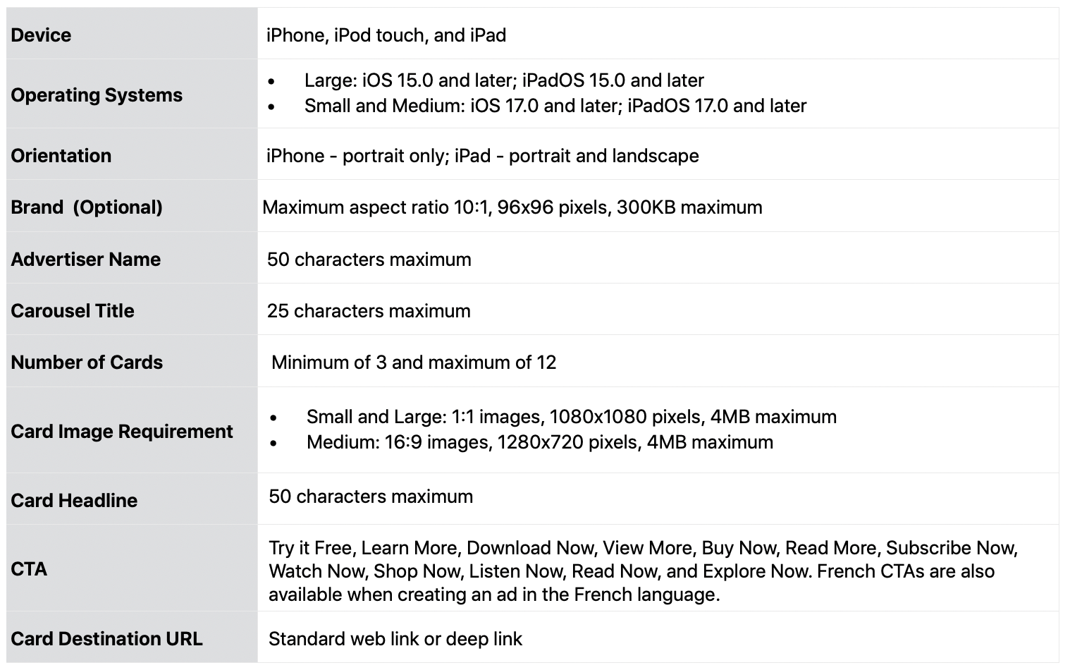 Carousel specs - Apple Support