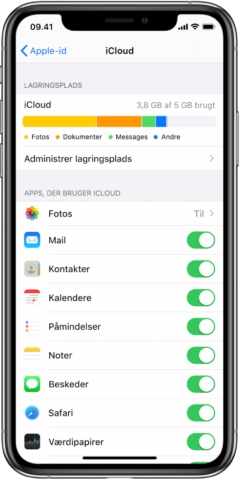 Administrer indstillinger til Apple-id og iCloud på iPhone - Apple-support