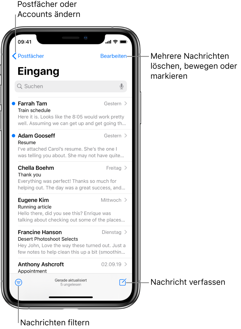 Schreiben einer E-Mail-Nachricht in der App „Mail“ auf dem iPhone ...