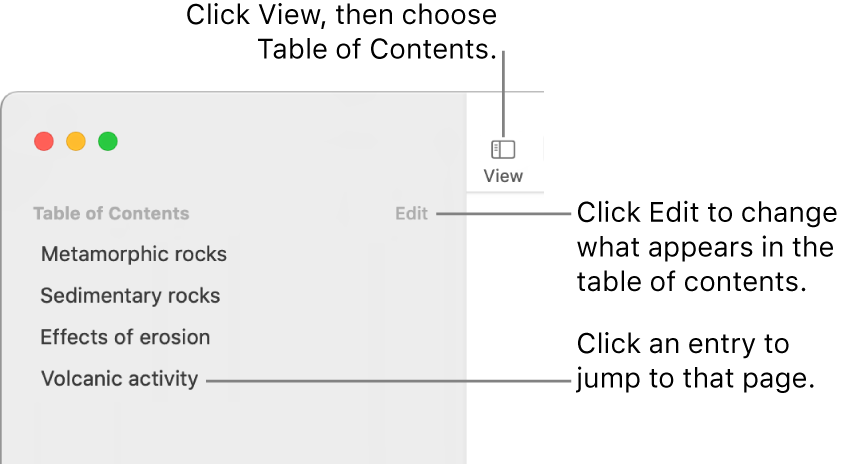 Create A Table Of Contents In Pages On Mac Apple Support