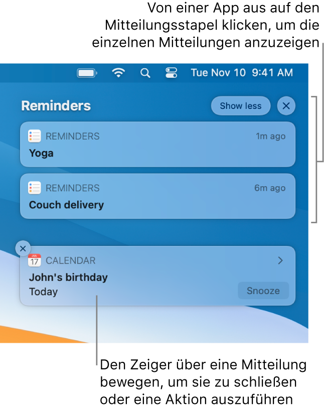 Mitteilungen auf dem Mac empfangen, aussetzen oder stoppen - Apple Support