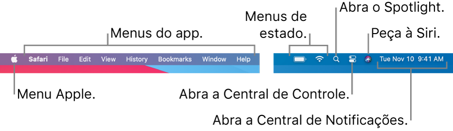 O que há na barra de menus do Mac? - Suporte da Apple