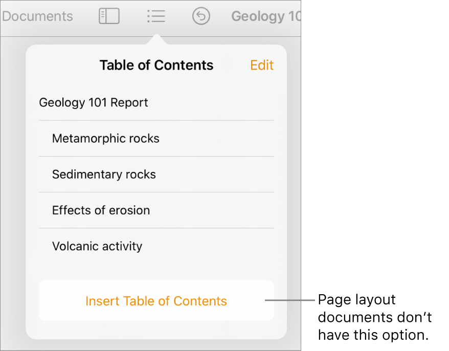 Create A Table Of Contents In Pages On IPad Apple Support