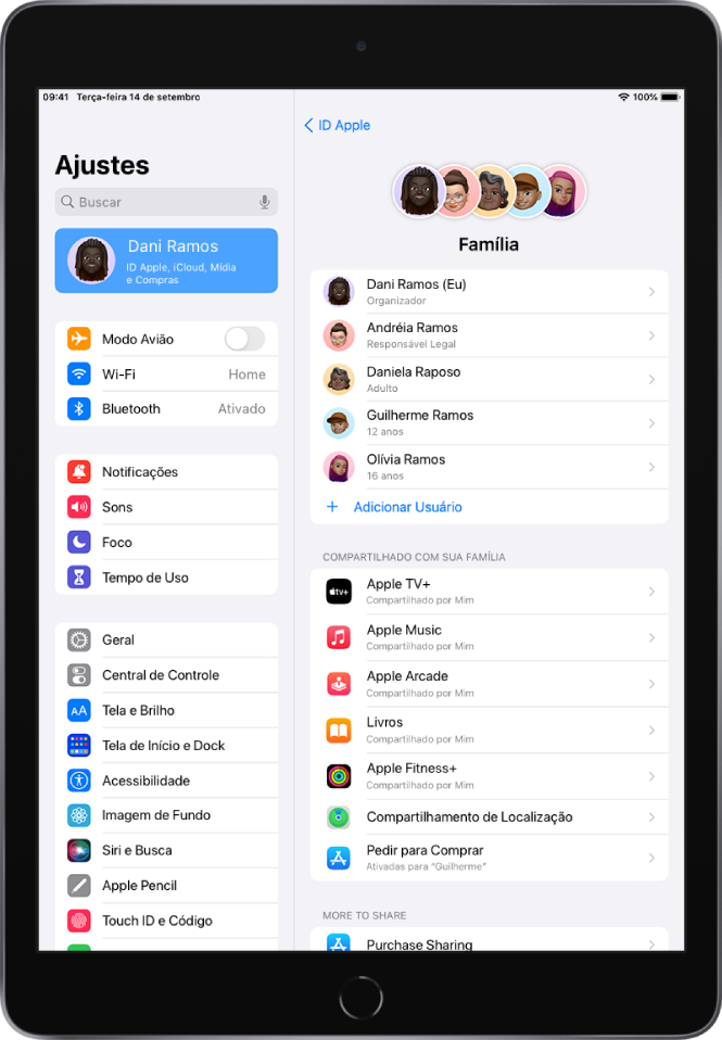 Configure o Compartilhamento Familiar no iPad - Suporte da Apple (BR)
