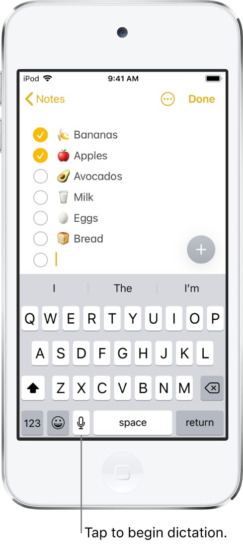 Dictate text on iPod touch - Apple Support