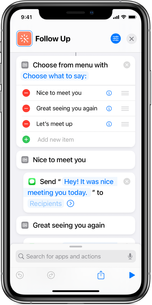 Control the flow of actions in Shortcuts on iPhone or iPad - Apple Support