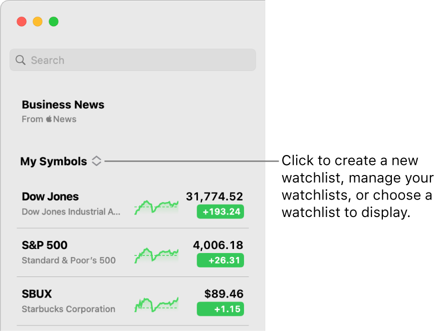 Create and manage watchlists in Stocks on Mac - Apple Support