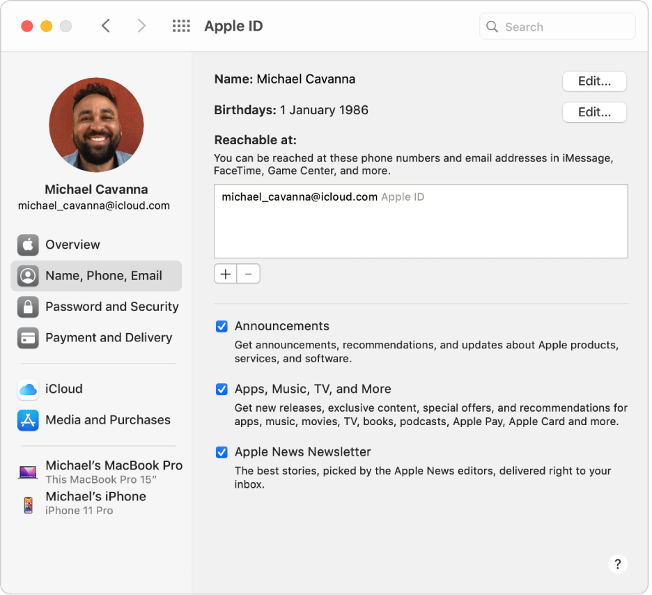 Change Name, Phone, Email preferences for your Apple ID on Mac – Apple ...