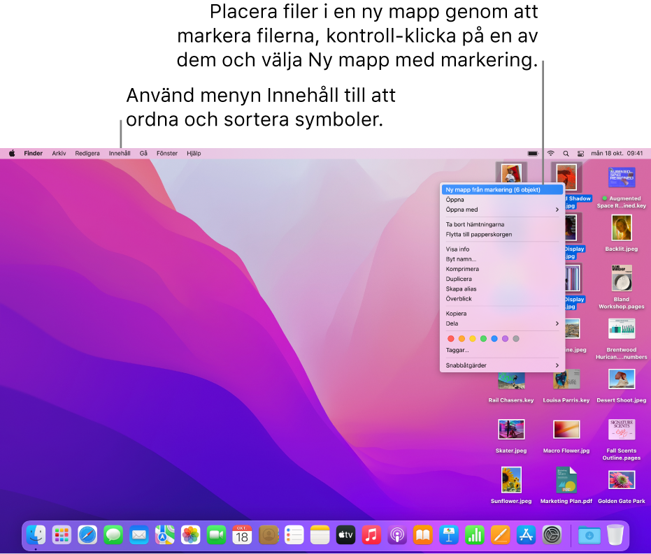 Sätt att ordna filer på datorns skrivbord - Apple-support (SE)