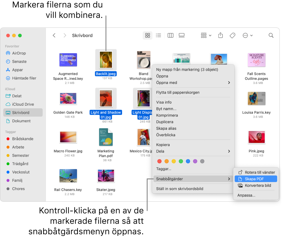 Slå ihop filer till en PDF på datorn - Apple-support (SE)