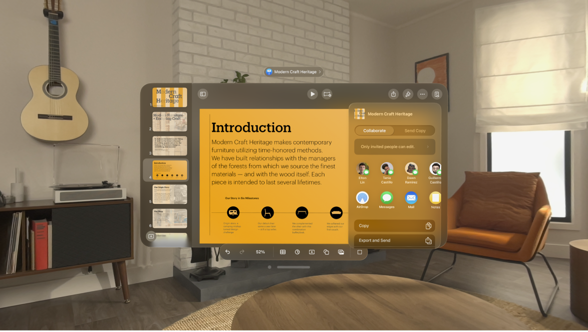 Send or collaborate on a presentation in Keynote on Apple Vision Pro ...