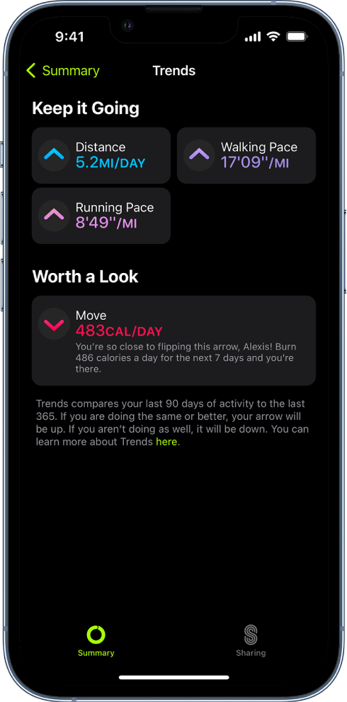 See your activity history, trends, and awards – Apple Support (UK)