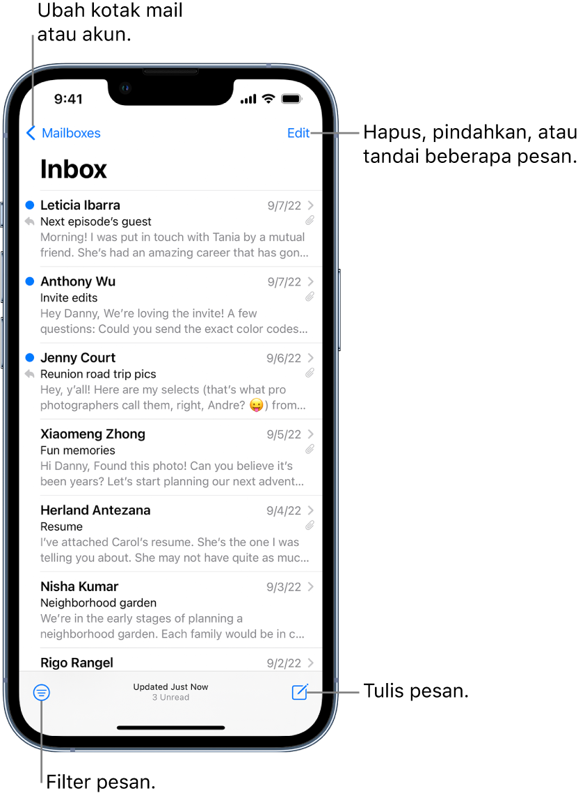Memeriksa email Anda di Mail di iPhone - Apple Support (ID)