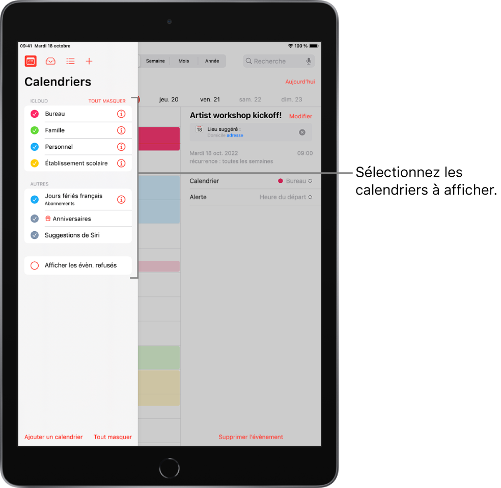 Configurer plusieurs calendriers sur l’iPad - Assistance Apple (FR)