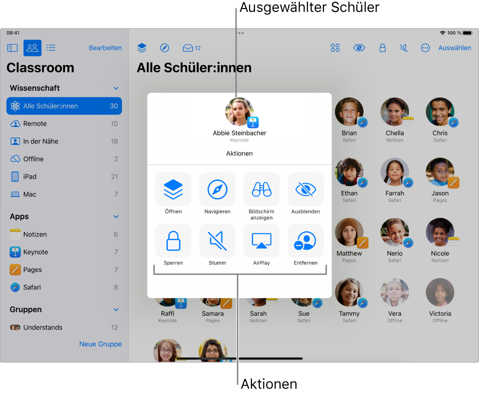 Ausführen von Aktionen zur Lenkung des Lernverhaltens in Classroom ...
