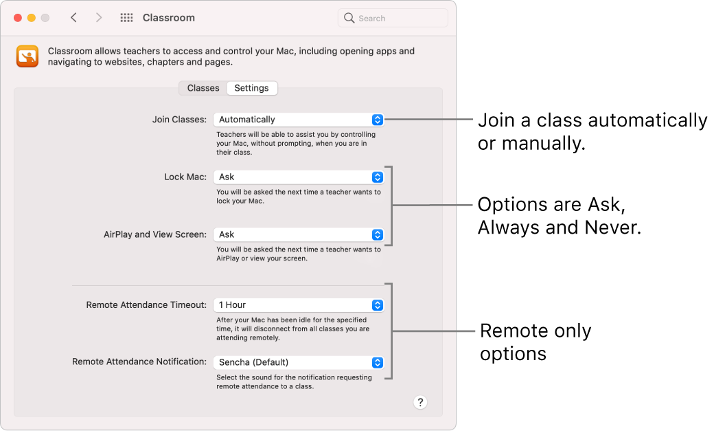 Student Classroom settings for Mac – Apple Support (UK)