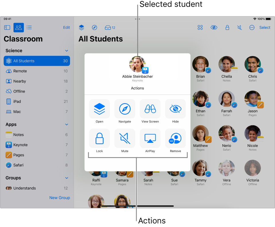 Use actions to guide learning in Classroom – Apple Support (UK)