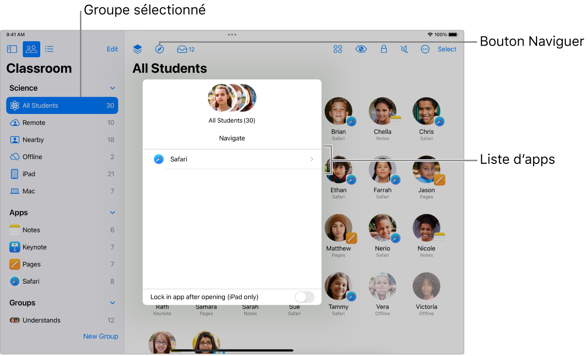 Partager des éléments dans En classe - Assistance Apple (GQ)