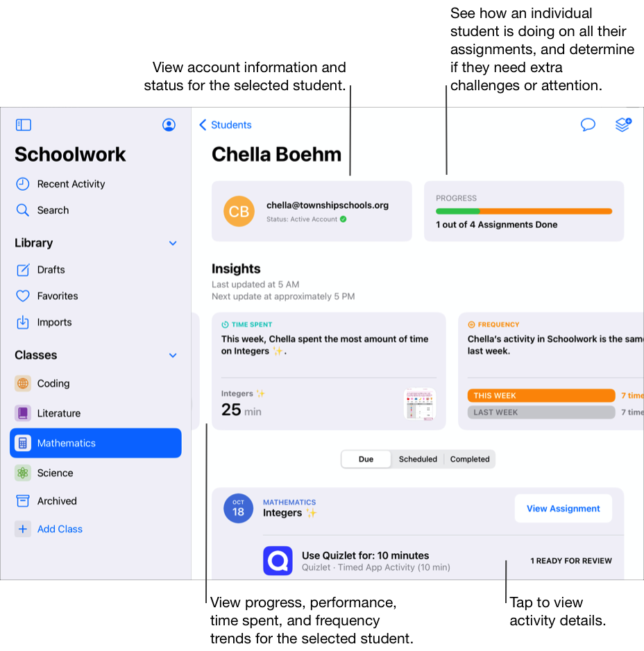 About classes, assignments and students in Classwork – Apple Support (AU)