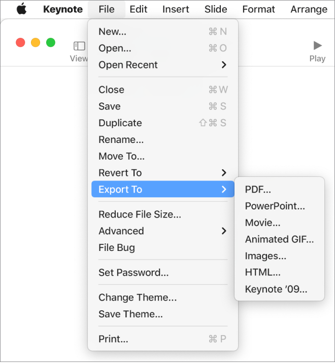 Export to PowerPoint or another file format in Keynote on Mac – Apple ...