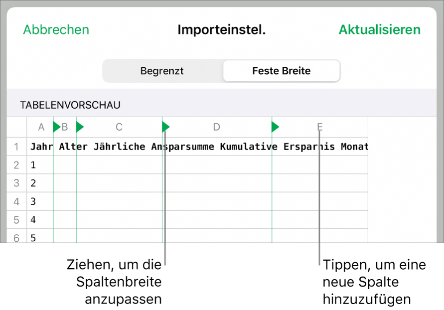 Importieren einer Excel- oder einer Textdatei in Numbers auf dem iPad - Apple Support (DE)