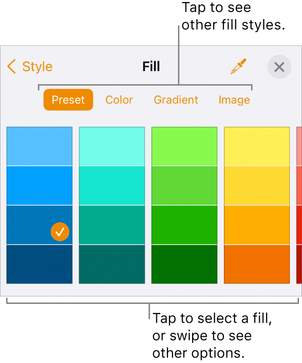Fill objects with color or an image in Pages on iPhone - Apple Support