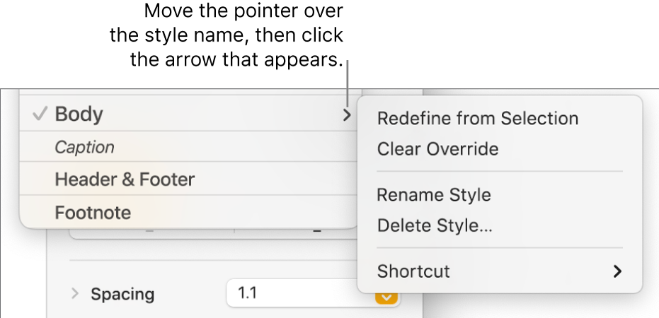 Update or revert a paragraph style in Pages on Mac - Apple Support (IN)