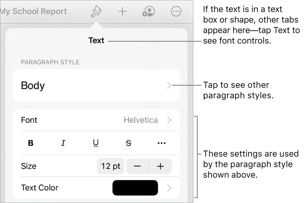 Use text styles in Pages on iPad - Apple Support