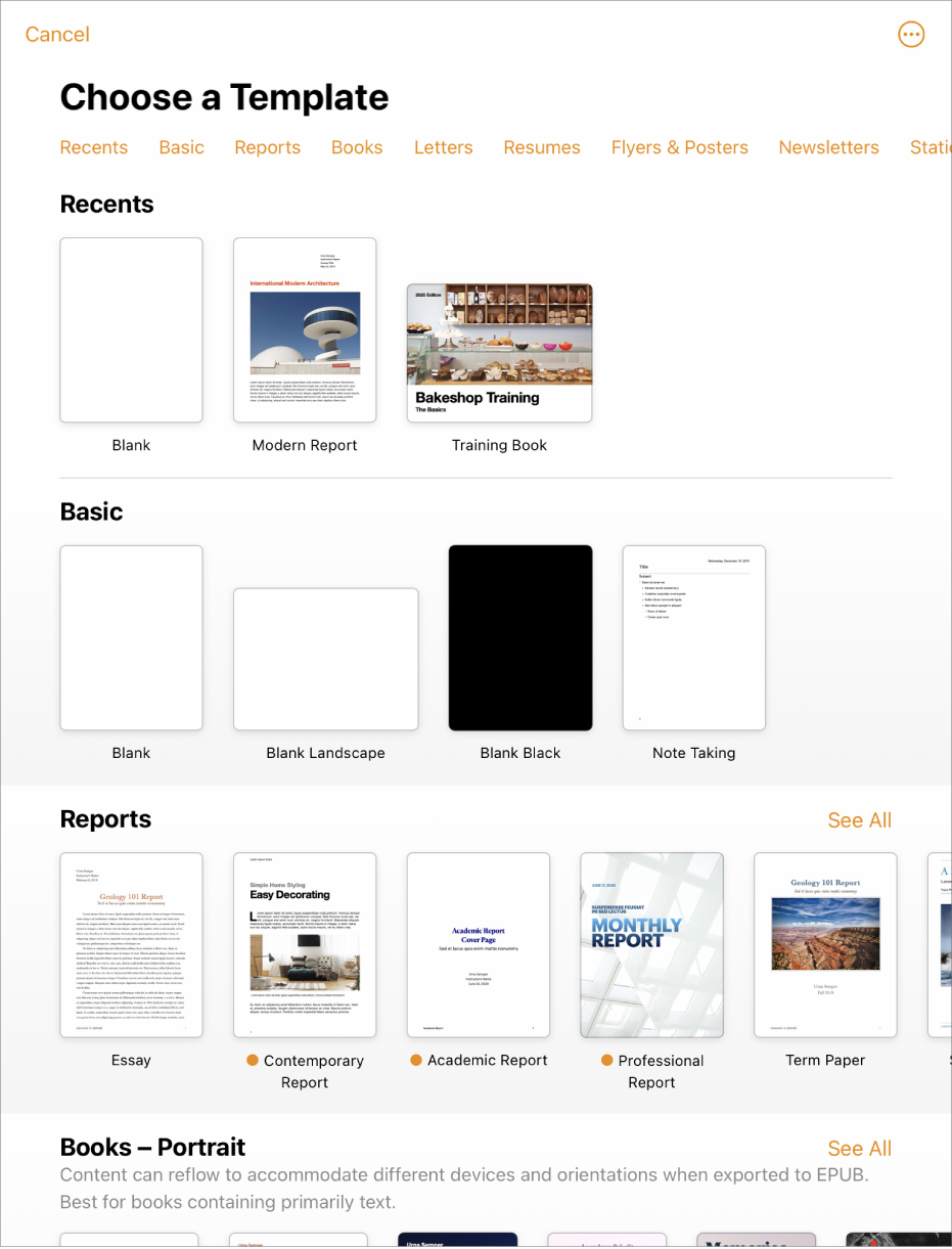 Use templates in Pages on iPad - Apple Support