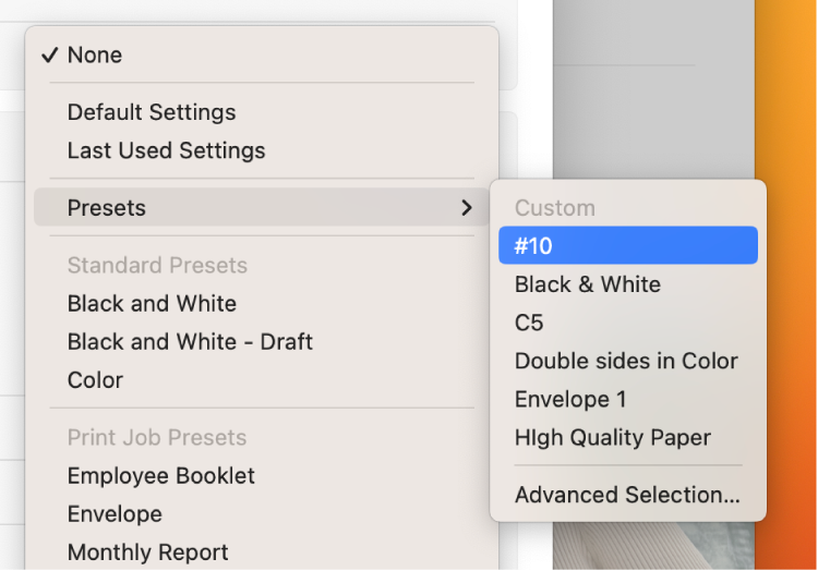 Save frequently used print settings for routine printing on Mac - Apple ...