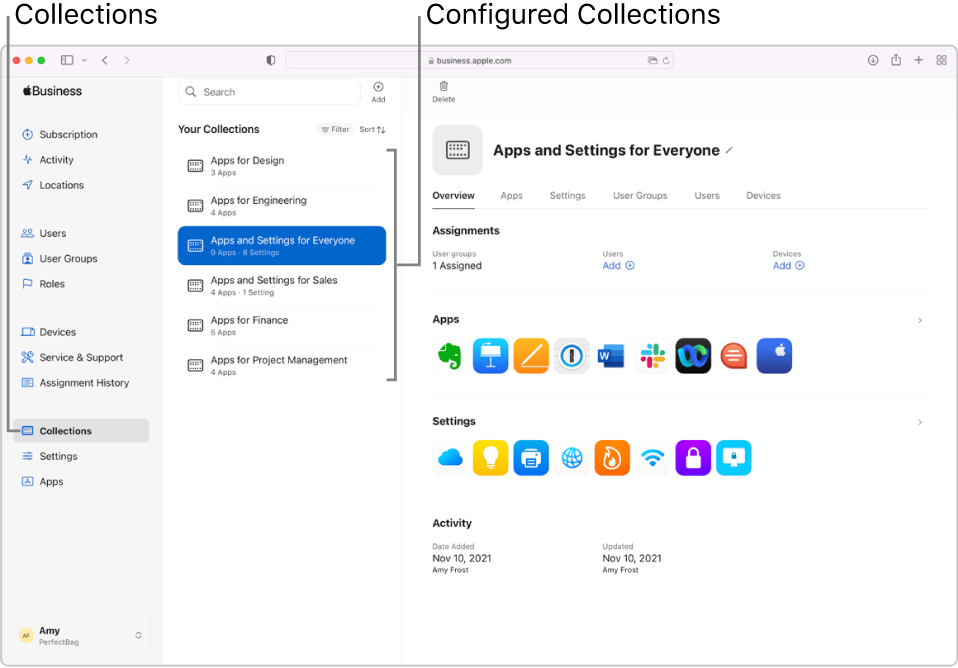 Apply Collections in Apple Business Essentials - Apple Support