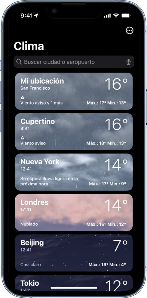Revisar el clima de otros lugares en el iPhone - Soporte técnico de ...