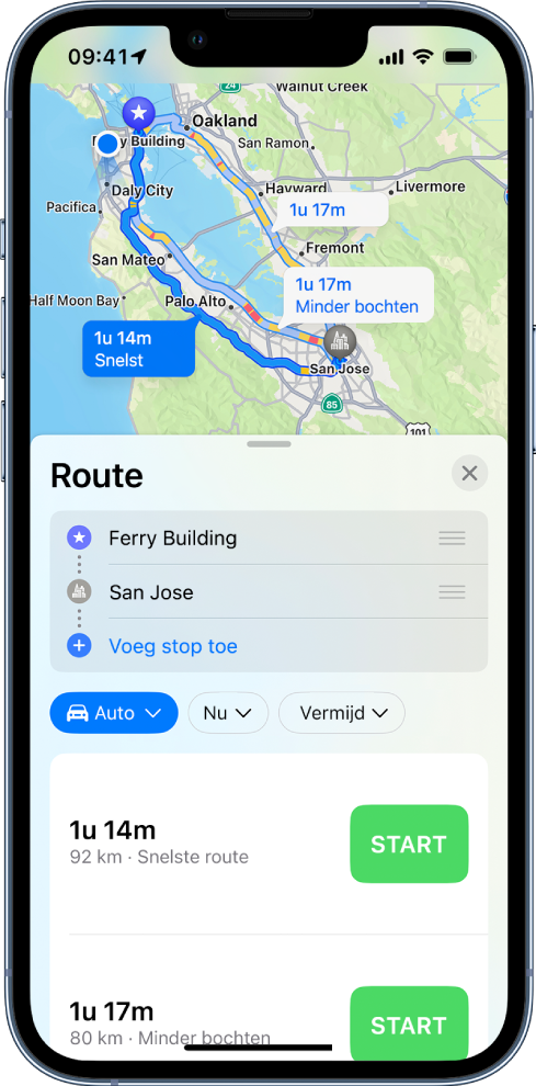 Een autoroutebeschrijving opvragen in Kaarten op de iPhone - Apple ...