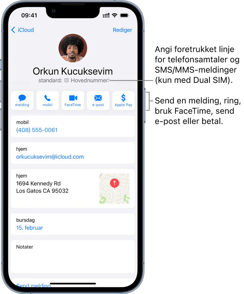 Legg til og bruk kontaktinformasjon på iPhone - Apple-kundestøtte (NO)