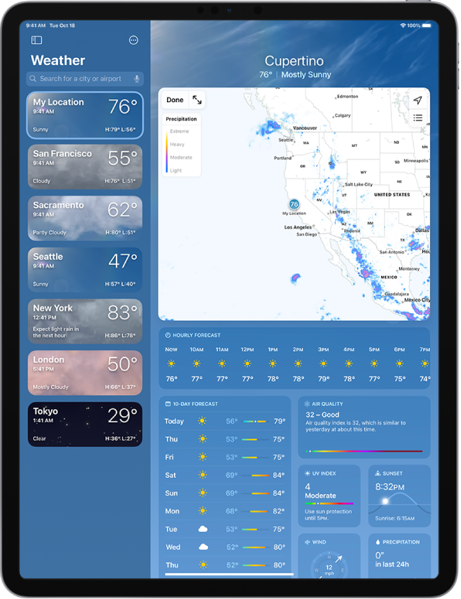 Check the weather in other locations on iPad - Apple Support (GU)