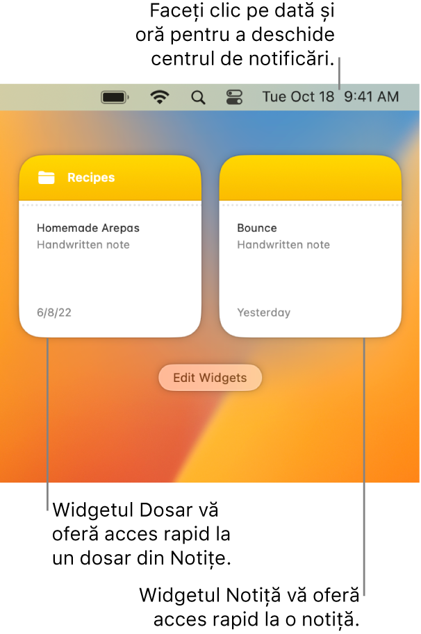 Utilizarea widgeturilor Notițe în centrul de notificări de pe Mac ...