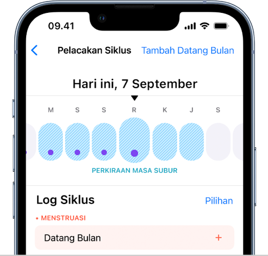 Melihat prediksi dan riwayat siklus menstruasi di Kesehatan di iPhone ...