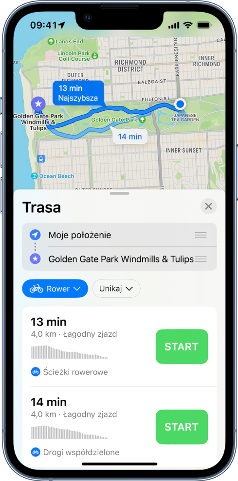 Uzyskiwanie trasy przejazdu rowerem w Mapach na iPhonie - Wsparcie ...