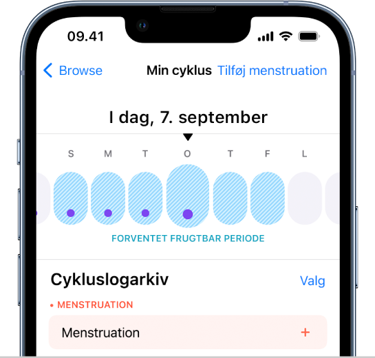 Se forudsigelser om og historik over din menstruationscyklus i Sundhed ...