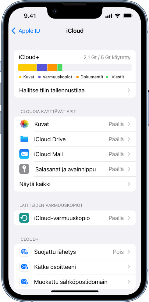 iCloudin käyttäminen iPhonessa - Apple-tuki (FI)