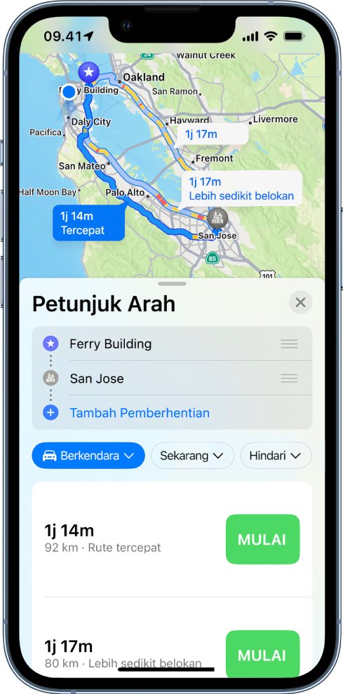 Mendapatkan petunjuk arah berkendara di Peta di iPhone - Apple Support (ID)