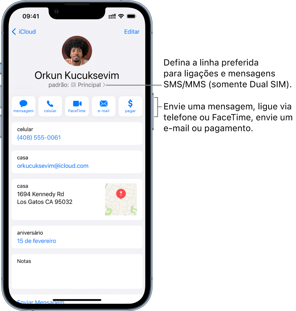 Adicione e use informações de contatos no iPhone - Suporte da Apple (BR)